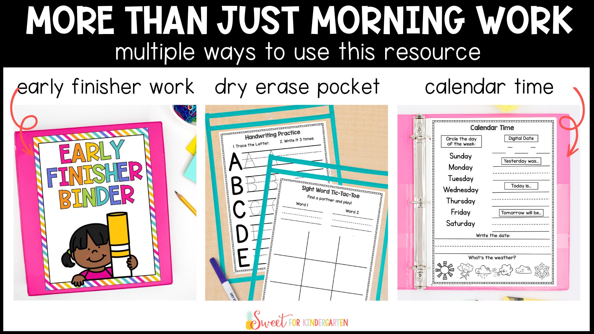 Kindergarten Morning Work Binder Reusable Homeschool Activities Daily ...