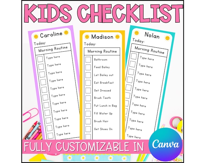 Custom Responsibility Chart for Kids, Dry Erase Daily Checklist, Job ...