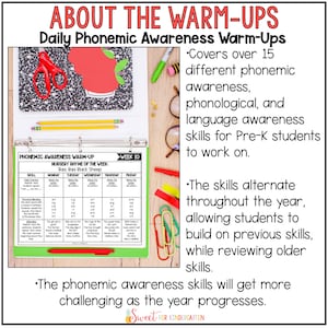 Pre-k Phonemic Awareness Lessons: Daily Warm-ups - Etsy
