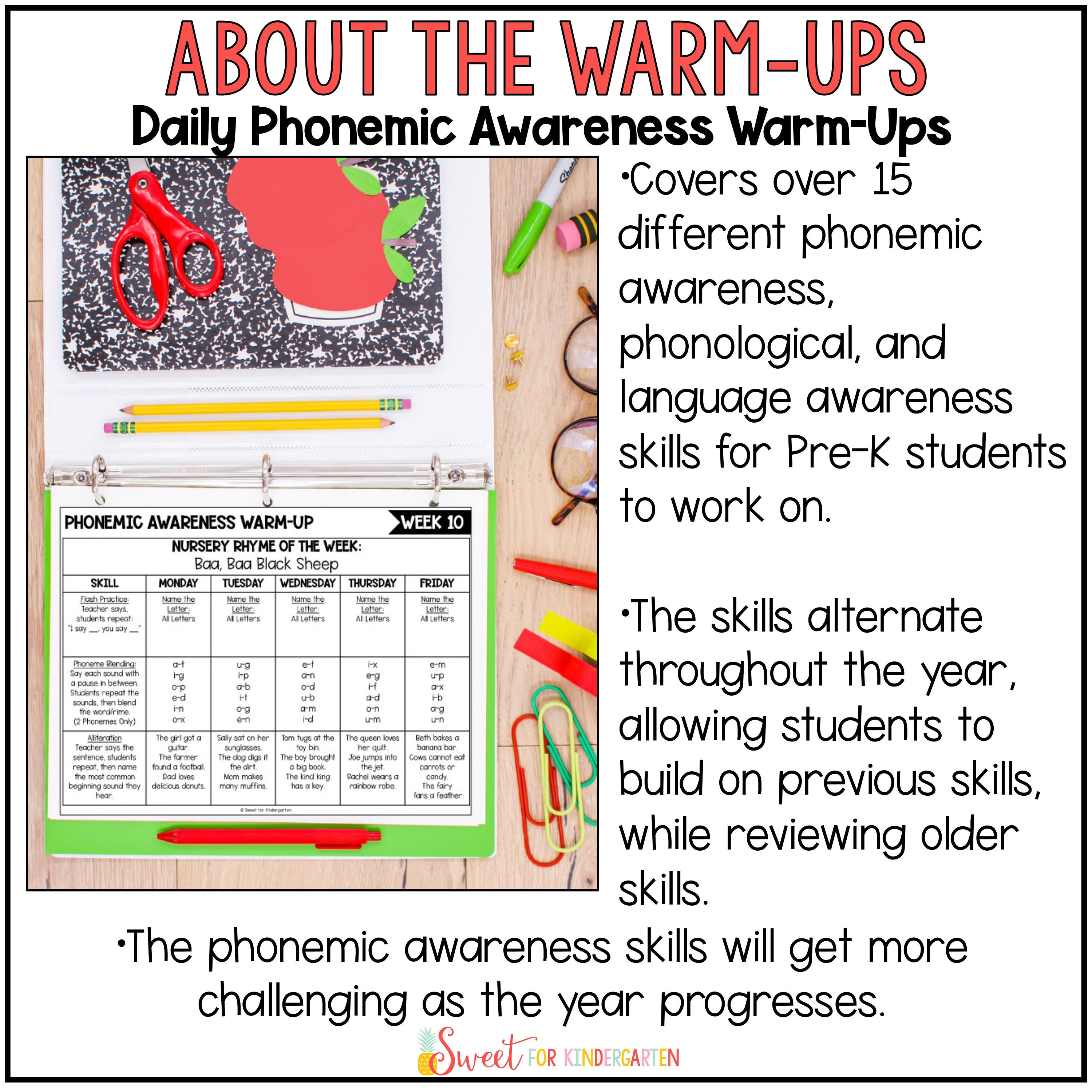 Pre-k Phonemic Awareness Lessons: Daily Warm-ups - Etsy