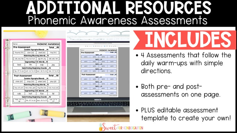 Kindergarten Phonemic Awareness Daily Lessons: Literacy Activities - Etsy