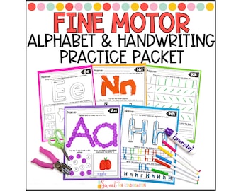 Alphabet Handwriting Practice: Fine Motor Skills Worksheets (PDF) - Etsy