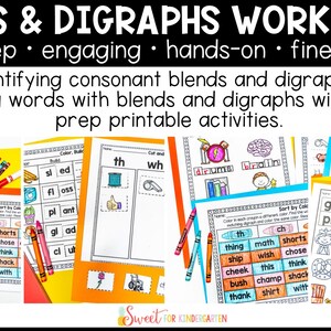 Phonics Worksheets: Consonant Blends & Digraphs - Kindergarten 1st ...