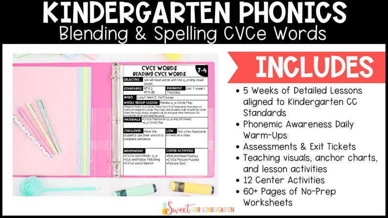 Cvce Words Phonics Unit for Kindergarten | Learn to Read With Blending ...