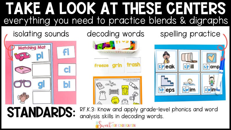 Consonant Blends and Digraphs Hands-on Phonics Centers | Engaging ...