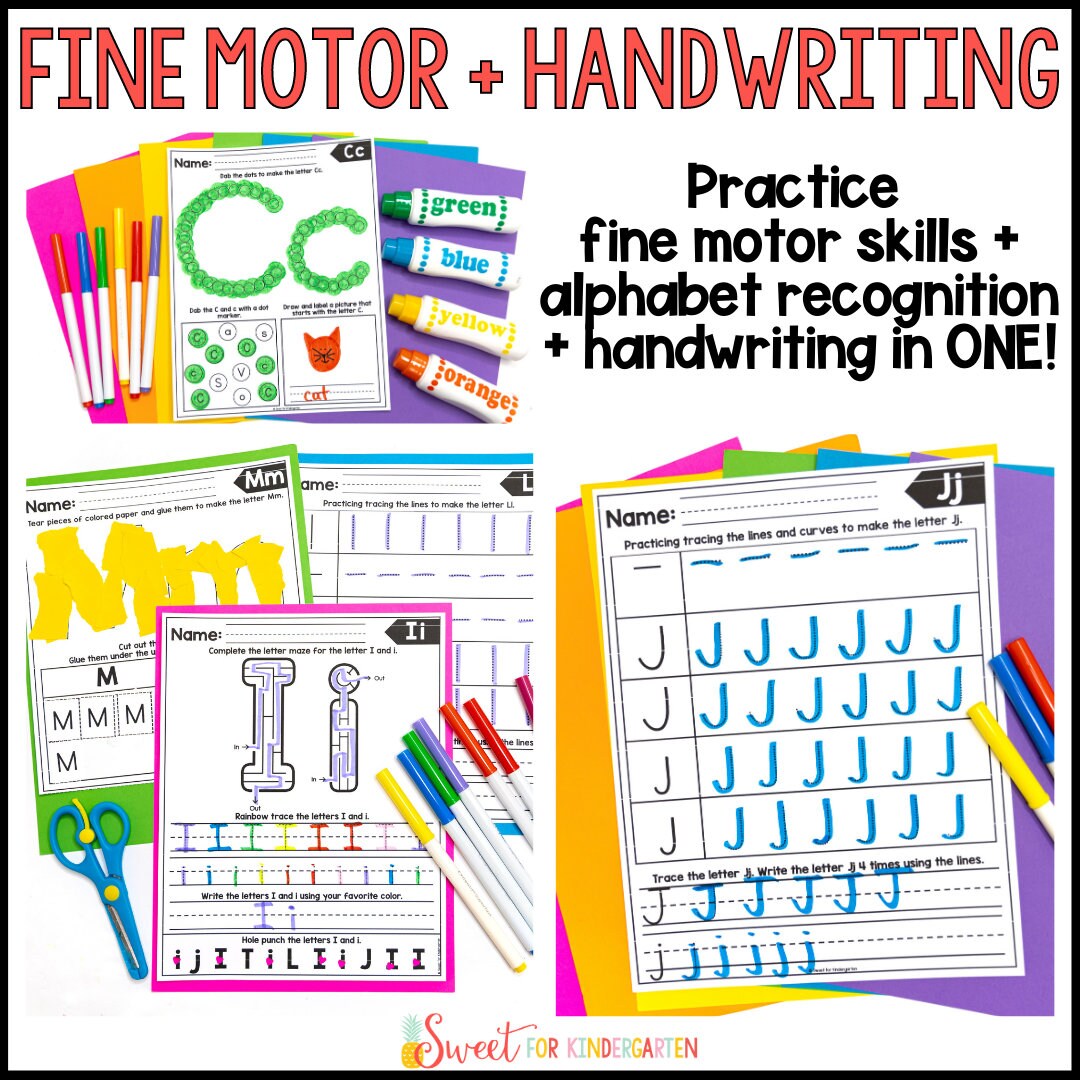 Fine Motor Handwriting and Alphabet Practice Worksheets - Etsy