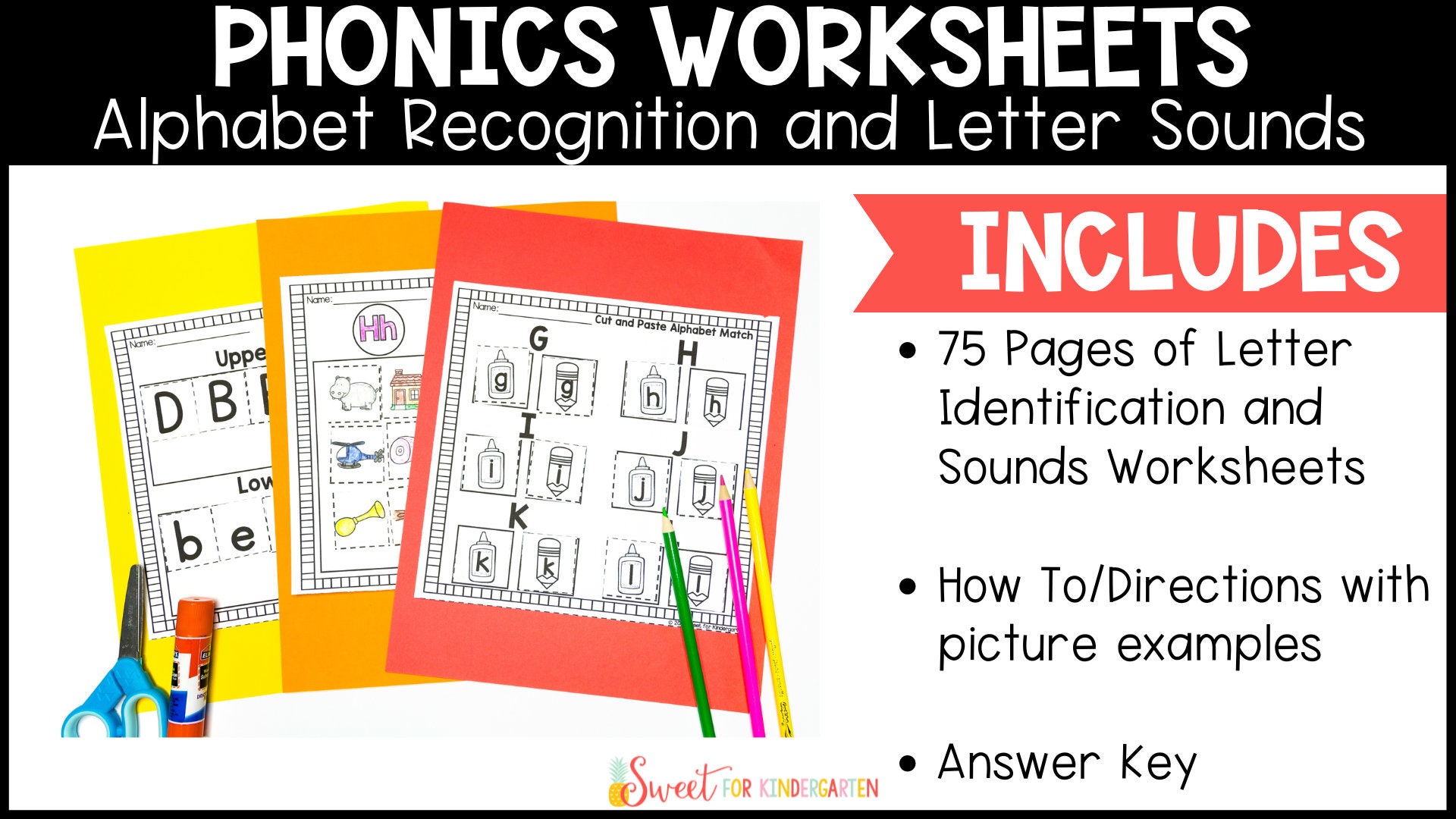 Alphabet Recognition and Letter Sounds Worksheets | Pre K or ...