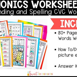 CVC Words Phonics Unit for Kindergarten | Learn to Read With Blending ...