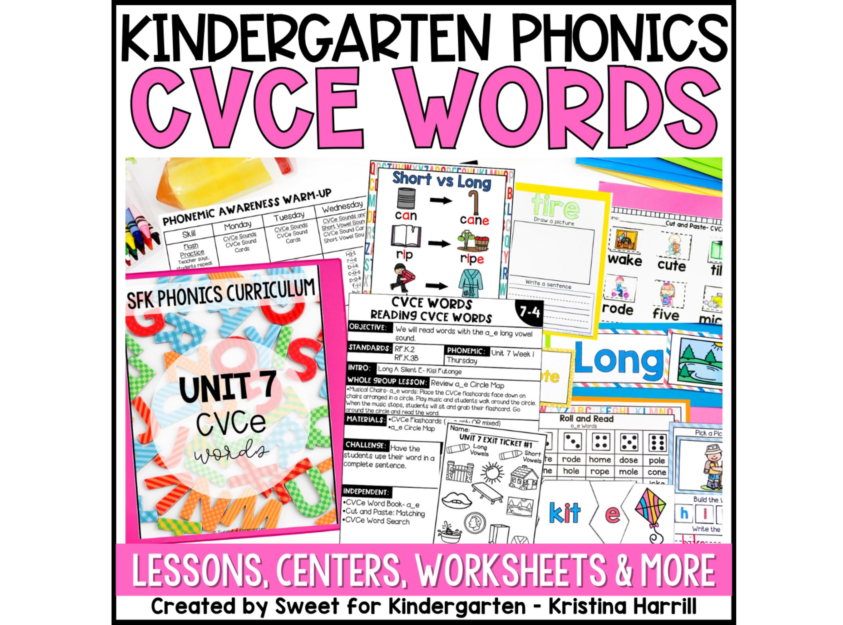 Kindergarten Cvce Words Phonics Unit: Homeschool Curriculum (digital ...