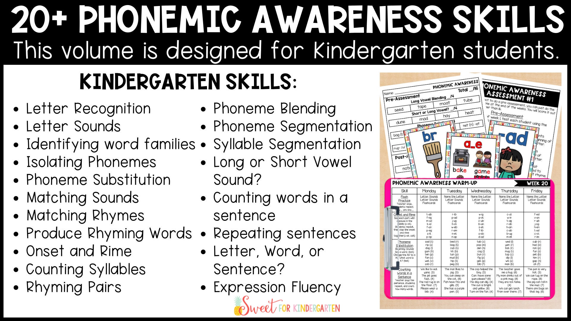 Kindergarten Phonemic Awareness Daily Lessons: Literacy Activities - Etsy