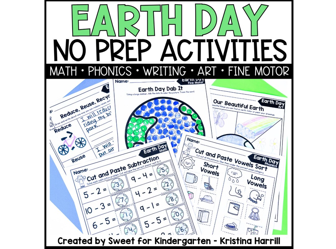 Earth Day Activities for Kindergarten or 1st Grade: Math, Phonics ...