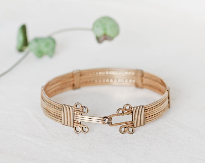 Antique Art Deco 1920s 9ct Gold Wire Work Rolled Cuff Bracelet Bangle ...