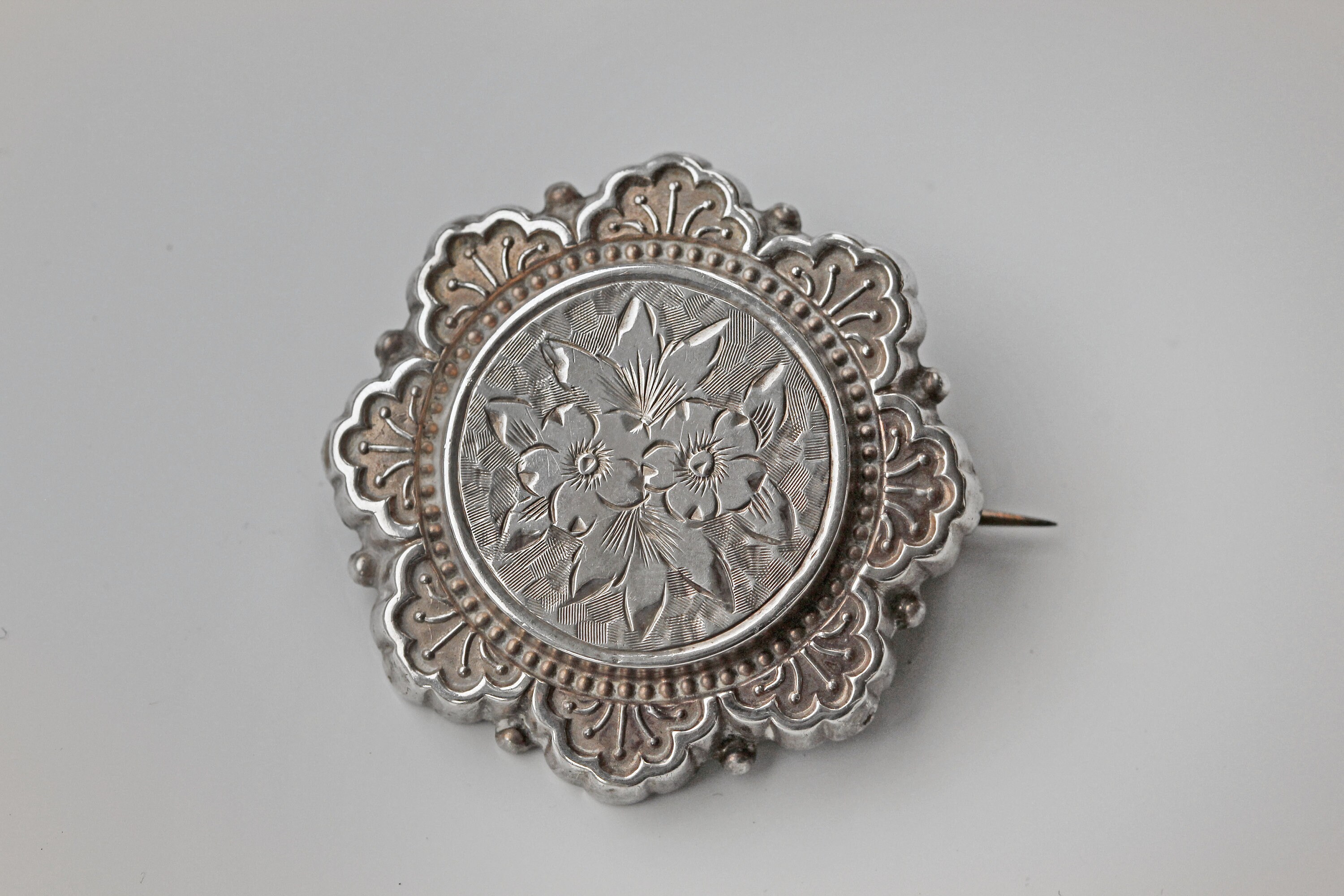 Antique Victorian Forget Me Not Flowers Brooch Pin, in Sterling Silver ...