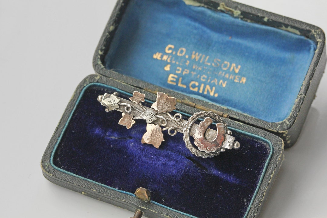 Broche antique victorienne en argent fer à cheval porte-bonheur et ...