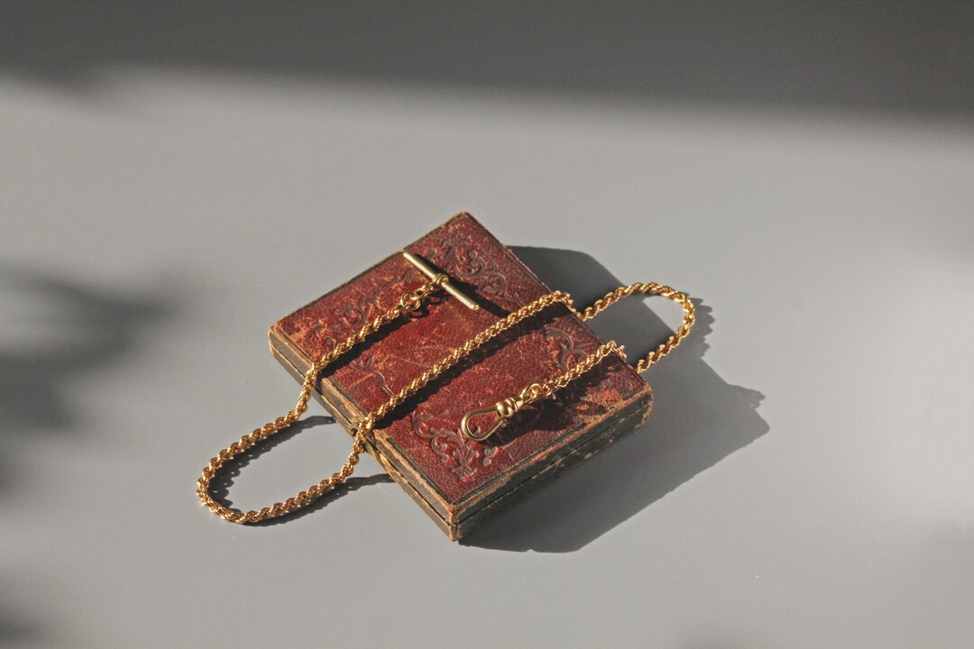 Antique Victorian Rope Link Twist Chain With Tbar, in 9 Carat Gold - Etsy
