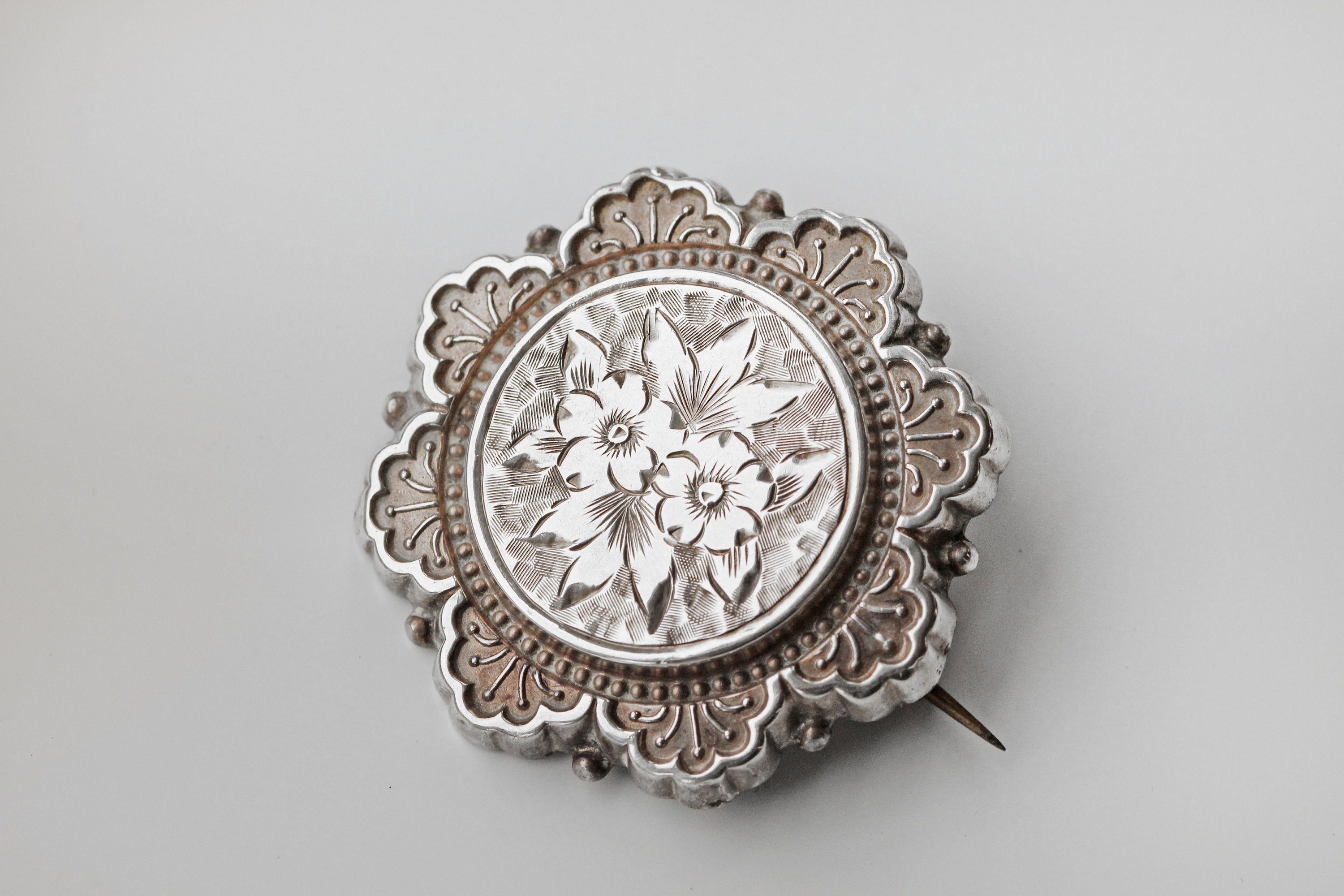 Antique Victorian Forget Me Not Flowers Brooch Pin, in Sterling Silver ...