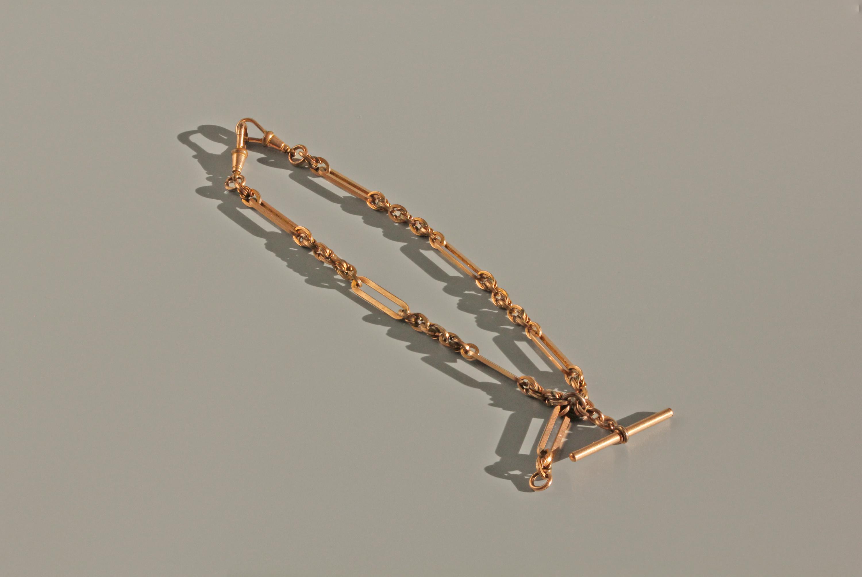 Antique Victorian Fetter and Knot Link Chain, in 12 Carat Rolled Rose ...