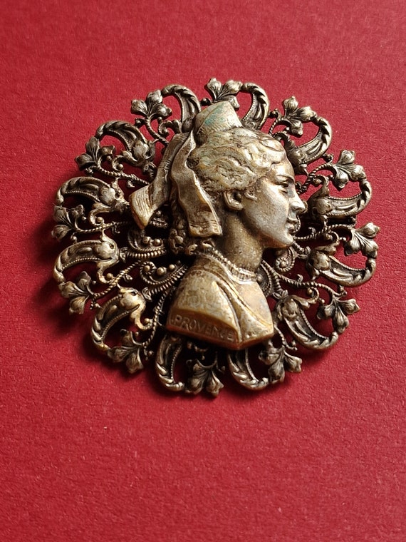 French Profile Portrait of a Beautiful Woman Brooch, … - Gem