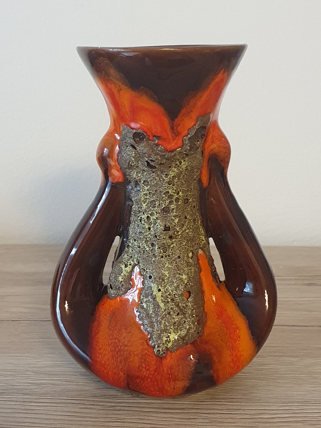 Beautiful Vintage West German Ceramic Enamel Lava Vase 1970s - Etsy