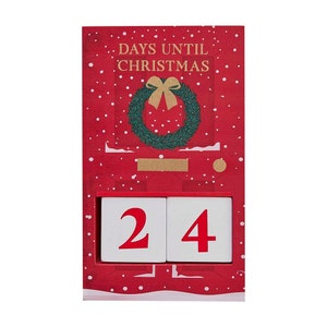 Red Wood Christmas Advent Calendar Countdown to Christmas - Etsy