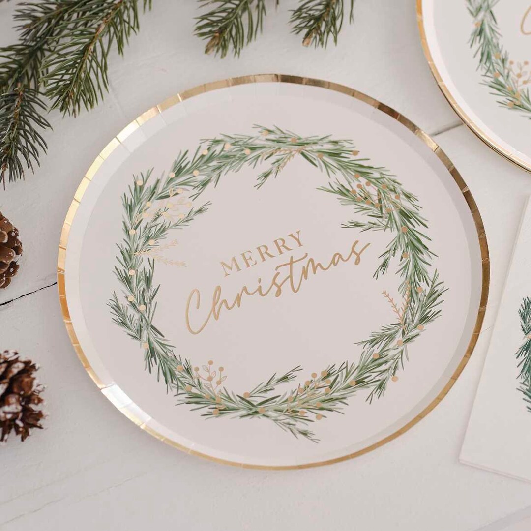 Merry Christmas Paper Plates - Etsy