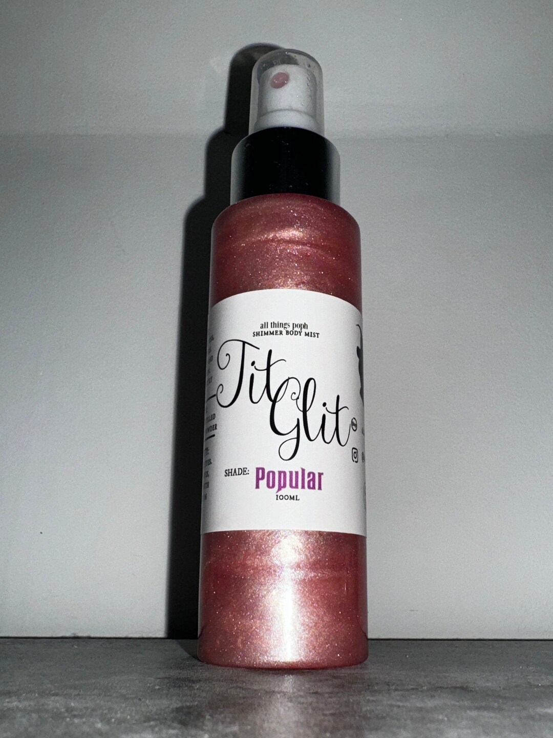 Titglit. Pink Body Glitter Mist: Vegan Shimmer Spray - 'popular' Shade ...