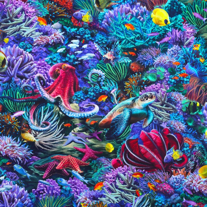 Undersea Cotton Fabric - Etsy UK