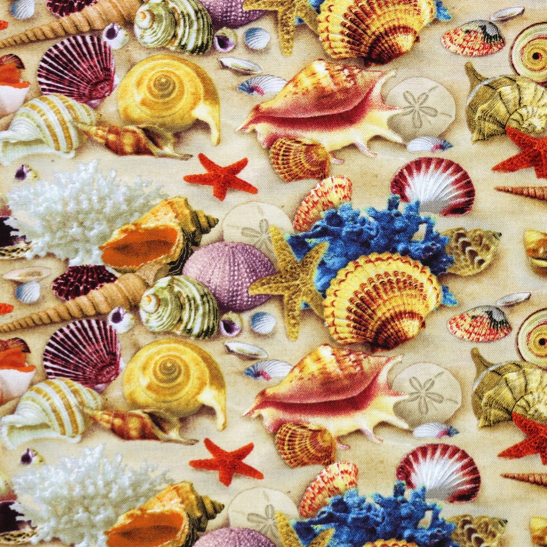 Sea Shells & Sand Elizabeth's Studio 100% Cotton - Etsy