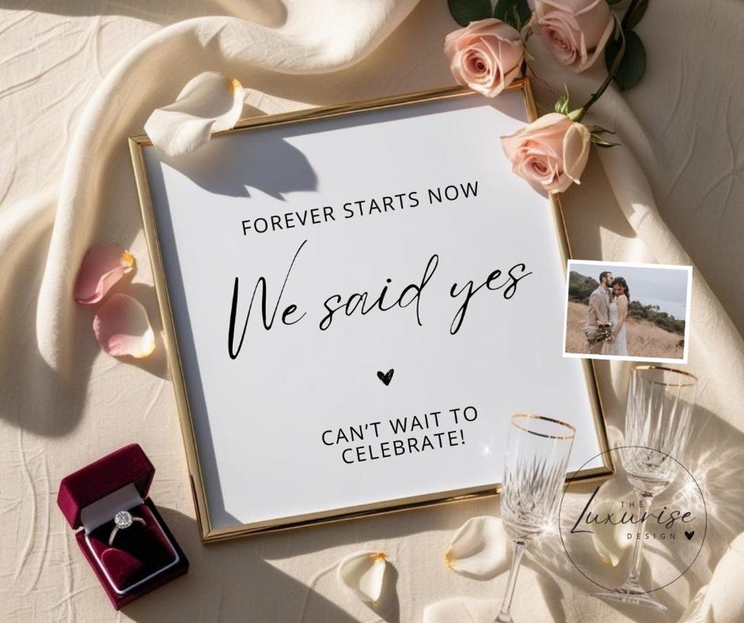 We Said Yes Announcement Template, Digital Engagement Reveal, Wedding ...