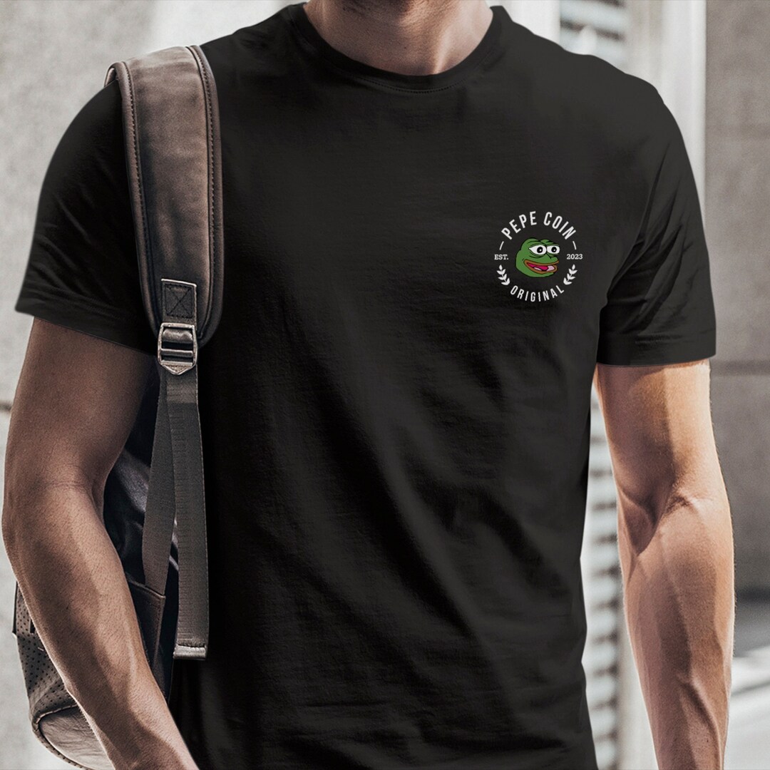 Pepe Memecoin Shirt, Crypto Meme T-shirt With Vintage Badge on the ...