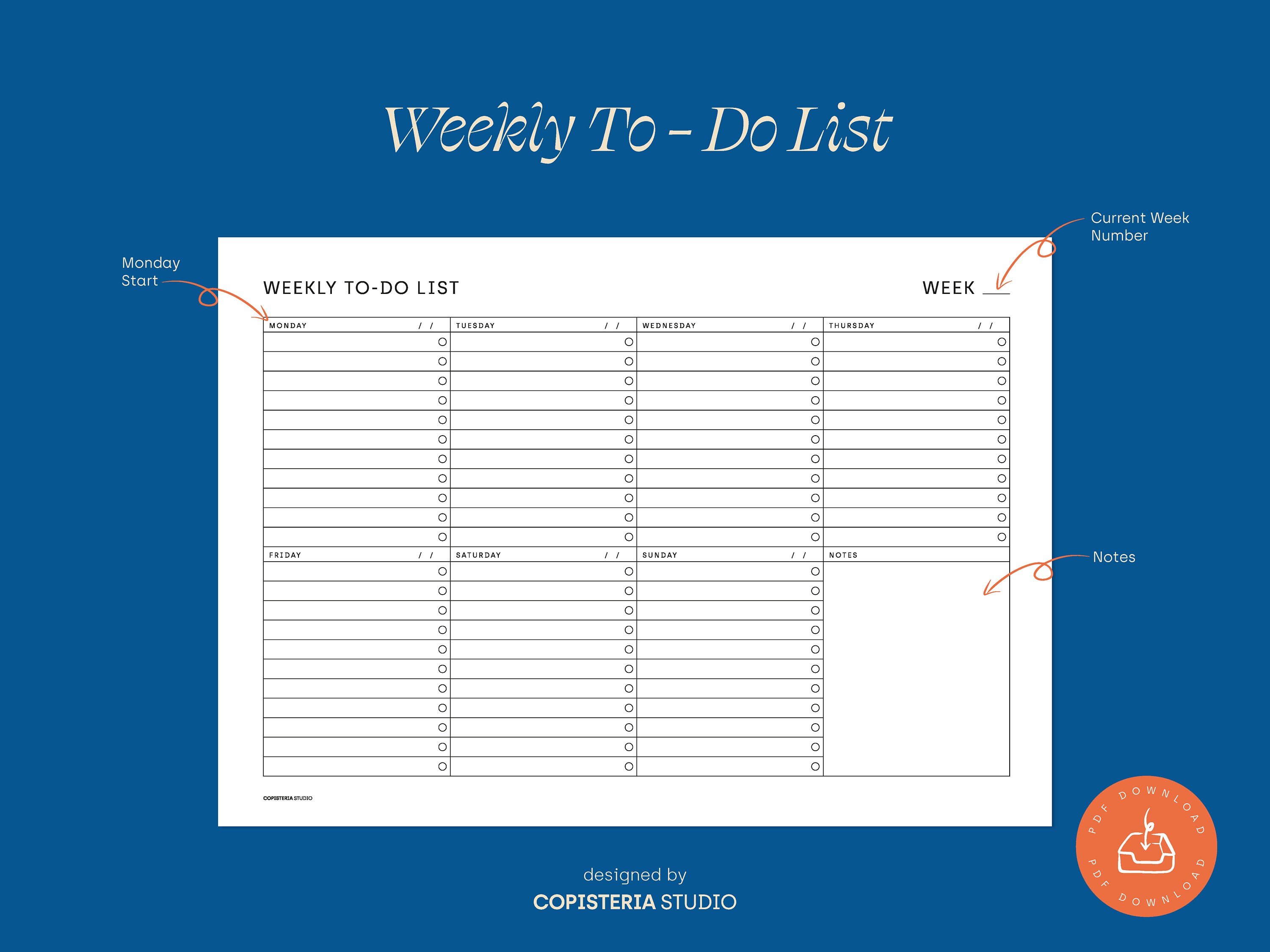 Printable to Do List, Daily, Weekly To-do Pdf Planner Checklist A4 and ...