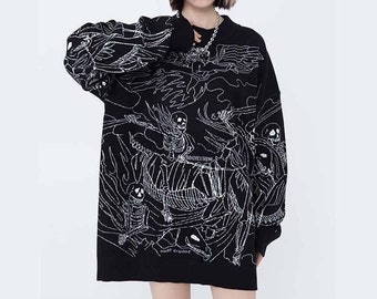 Knitted Skeleton Sweater - Etsy