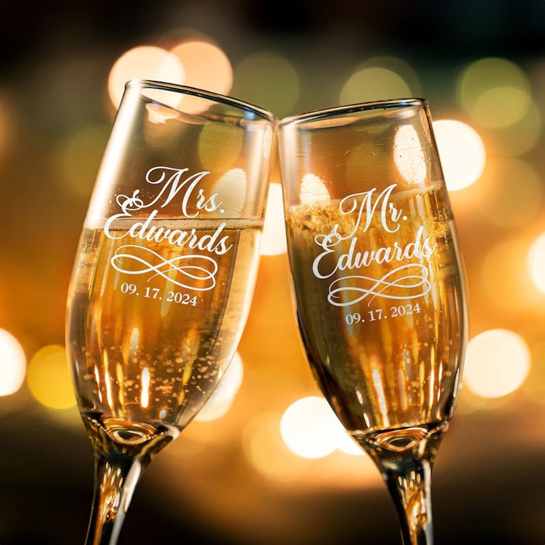Engraved Wedding Toasting Glasses Set of 2 Champagne Flutes - Etsy