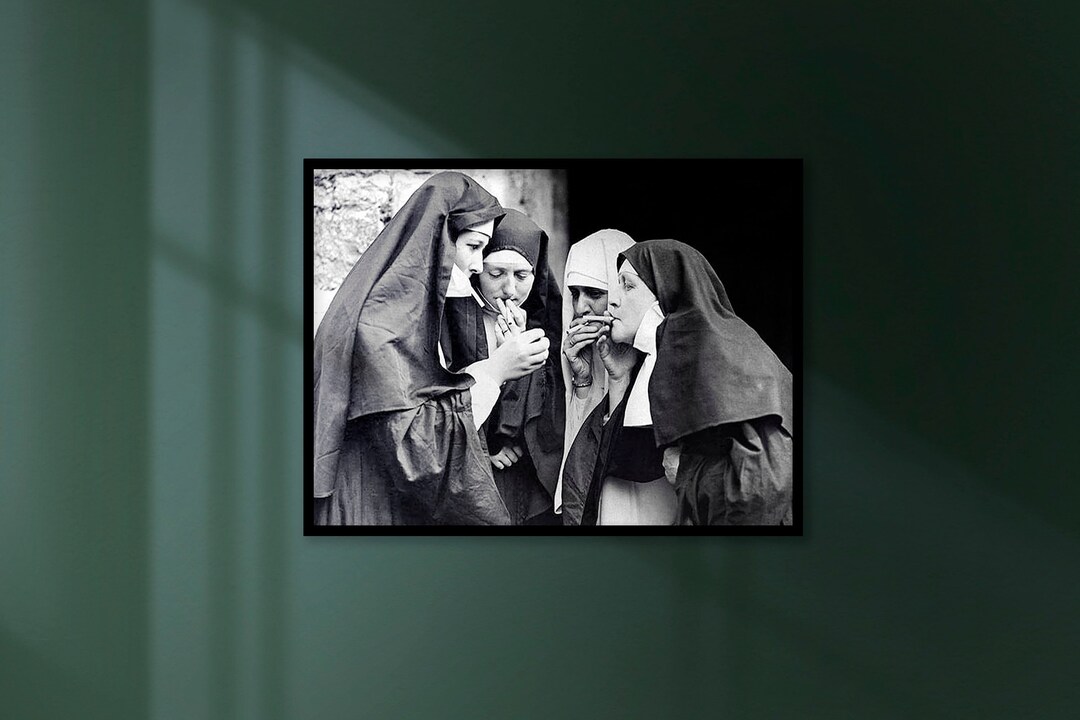 Framed Nuns Smoking Print Smoking Nuns Vintage Photo Print - Etsy