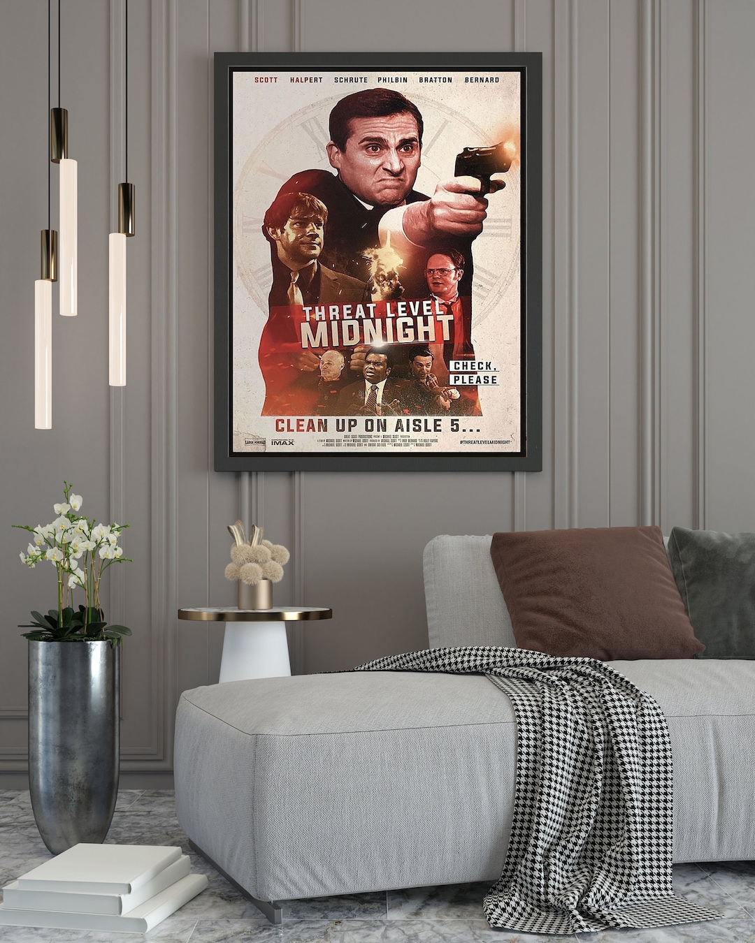 Framed Michael Scott Steve Carell the Office Threat Level - Etsy