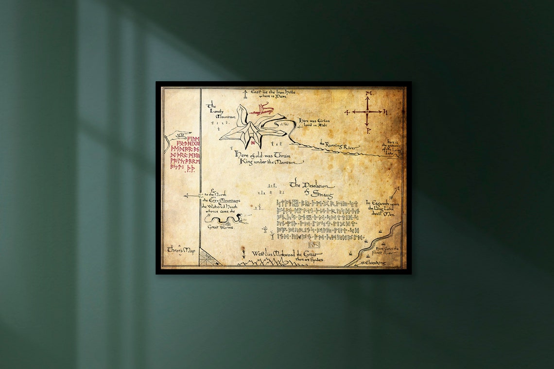 Thorin's Map Thror's Map the Hobbit Inspired Hobbit - Etsy UK