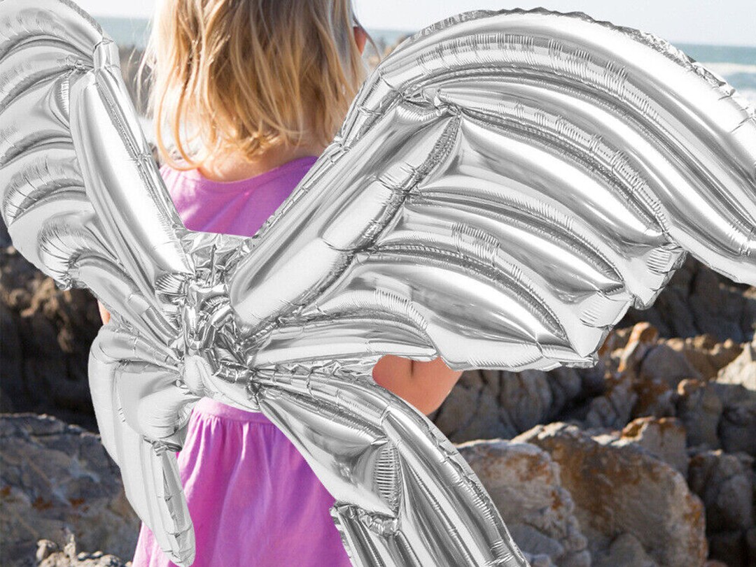 2pcs Silver Angel Wings Balloons, Butterfly Wings Balloons, Fairy Wing ...