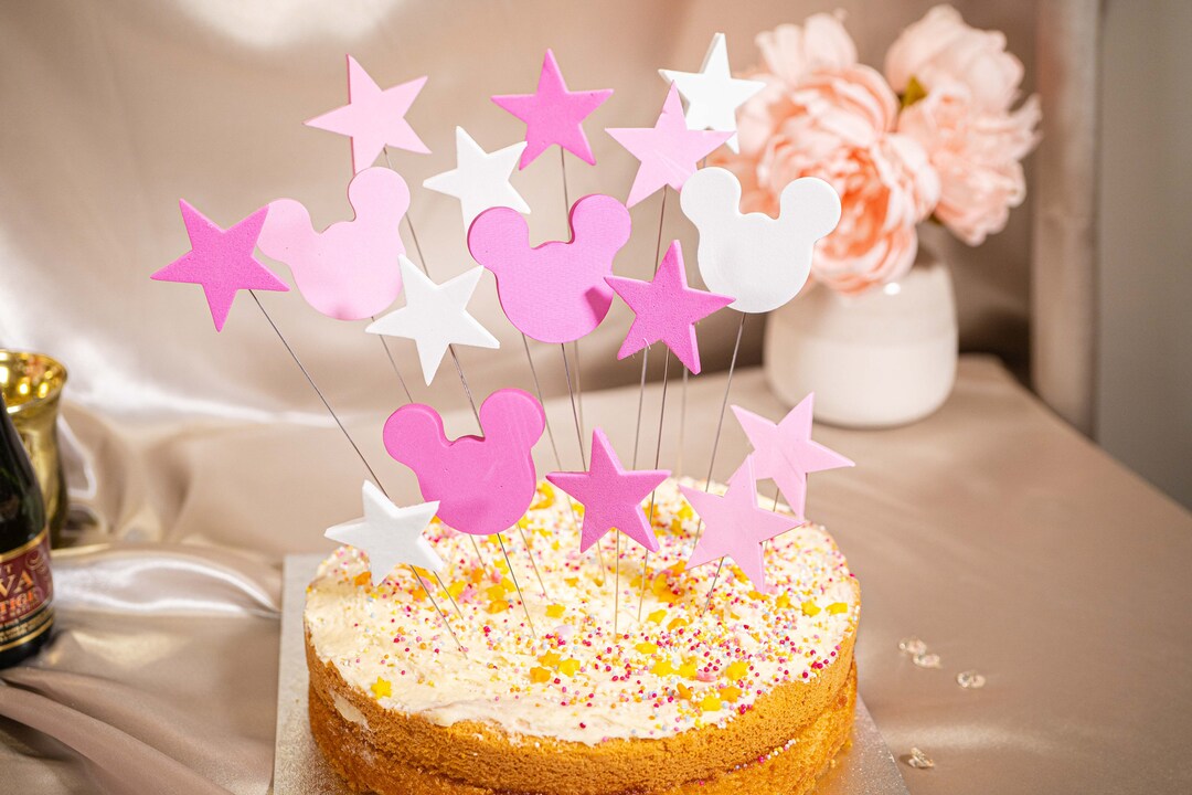 Micky Mouse DIY Cake Toppers, Pink Birthday Cake Decorations, Birthday ...