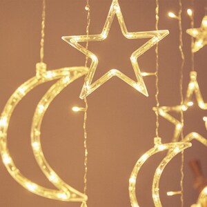 Moon and Star Fairy String Lights, Christmas Party Lights, Curtain ...
