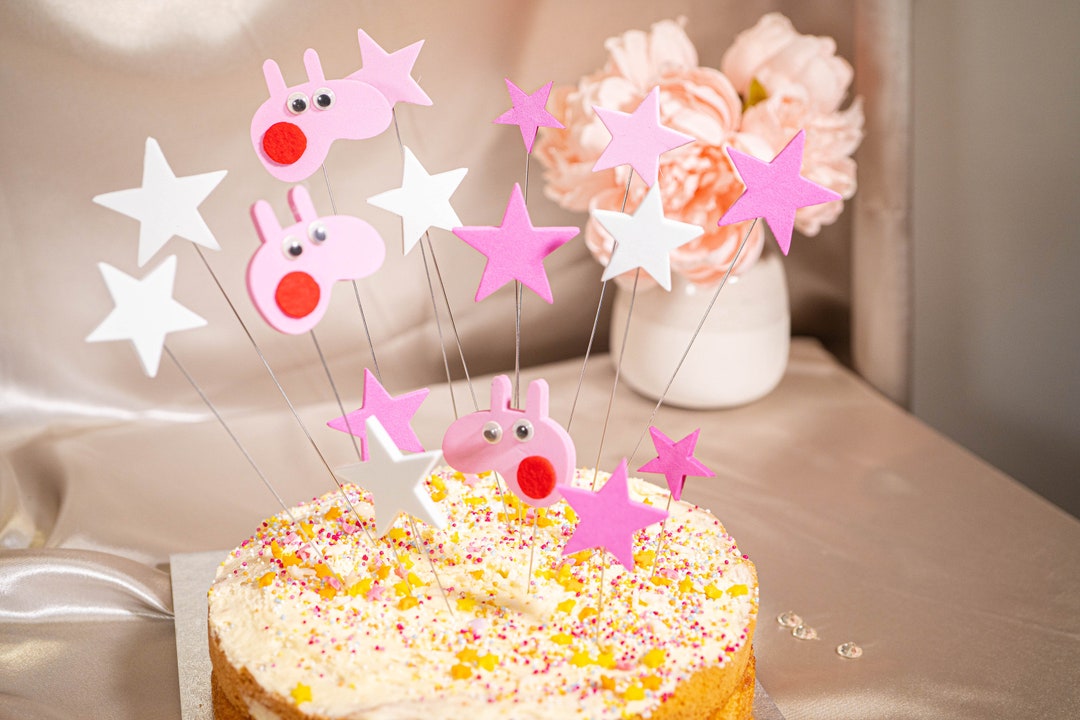 Pink Piggy DIY Cake Toppers, Pink Birthday Cake Decorations, Birthday ...