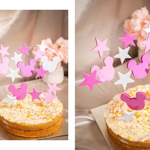 Micky Mouse DIY Cake Toppers, Pink Birthday Cake Decorations, Birthday ...