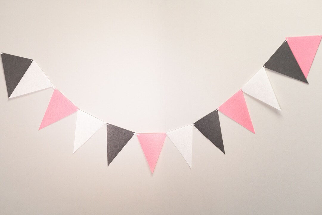 Pink Black White Party Bunting Banner, Colorful Party Bunting, Banner ...