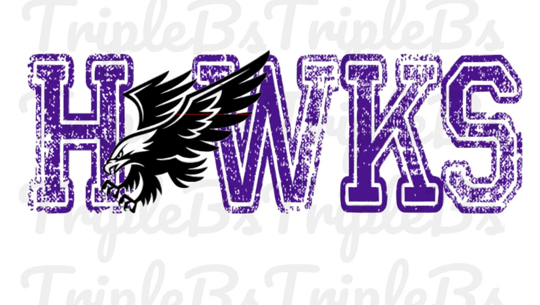 Hawks, Mascot Purple Distressed PNG, Digital Download School Mascot ...