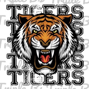 Tigers Distressed Mascot Design PNG Digital Download - Etsy