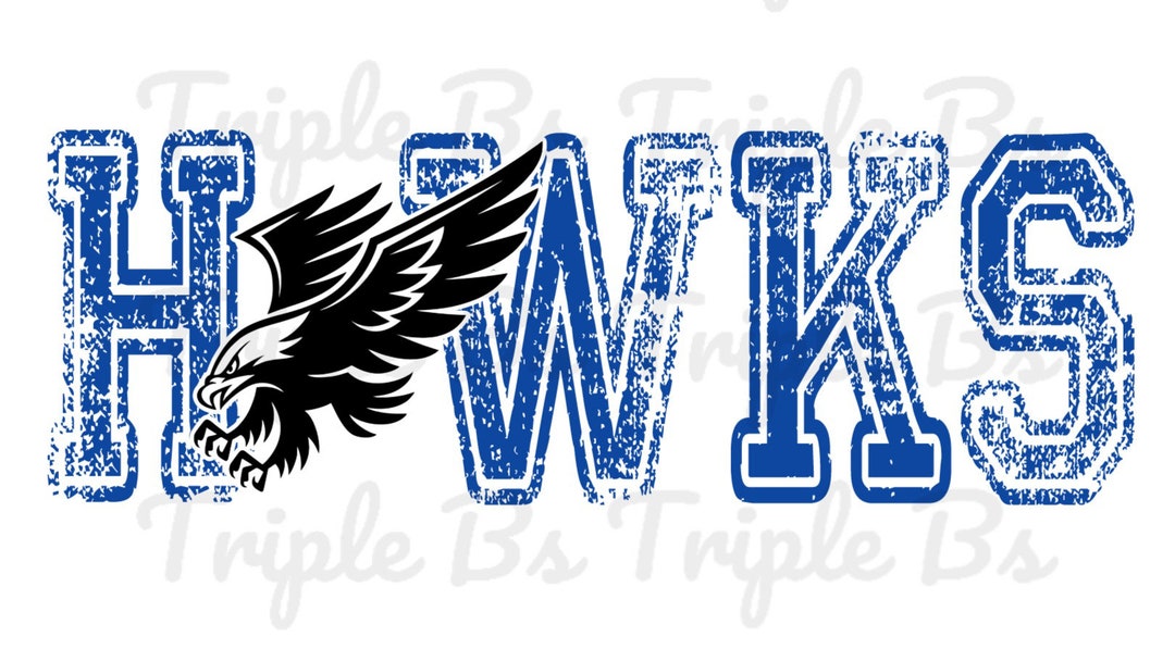 Hawks, Mascot Royal Blue, Distressed PNG, Digital Download School ...
