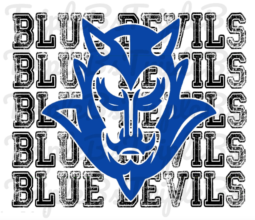 Blue Devils Mascot Stacked PNG, Digital Download Distressed Trident ...