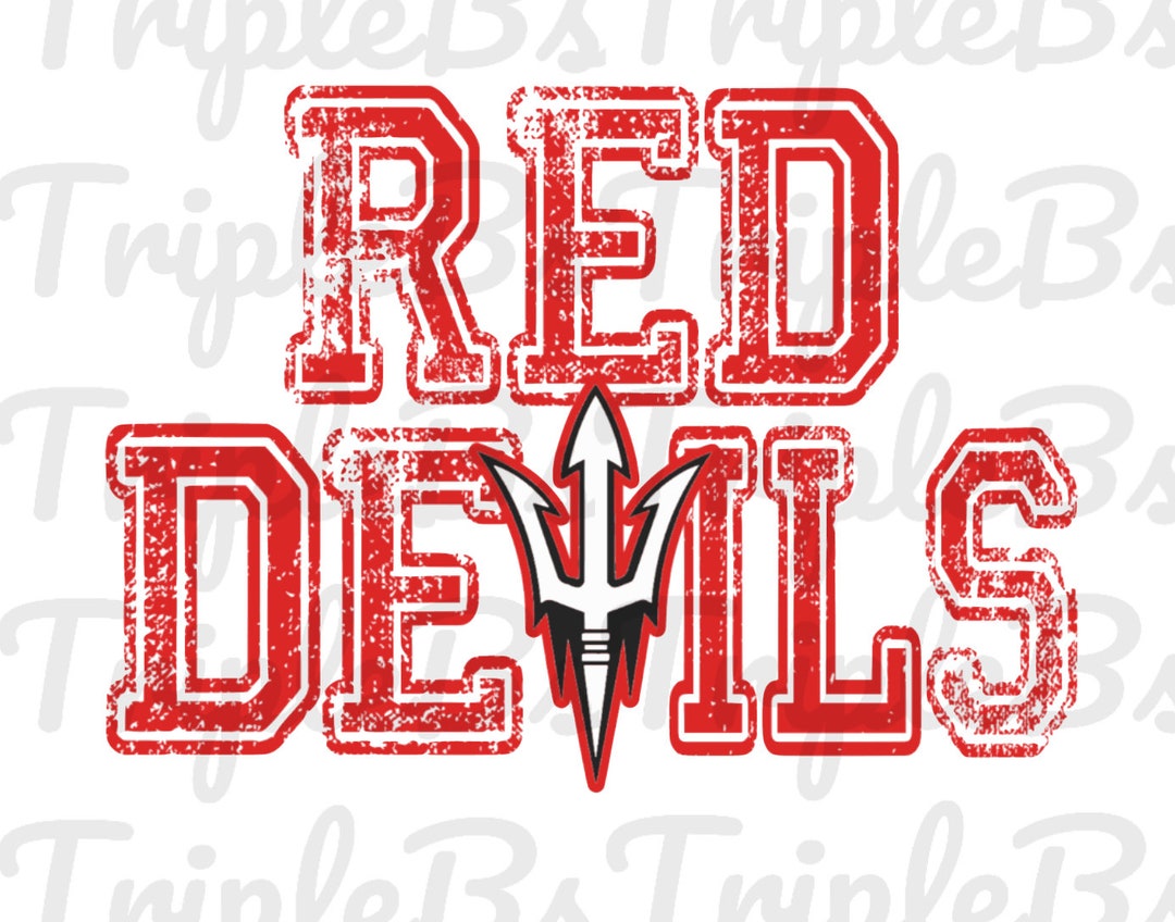 Red Devils Mascot PNG, Digital Download Distressed Trident/pitchfork ...