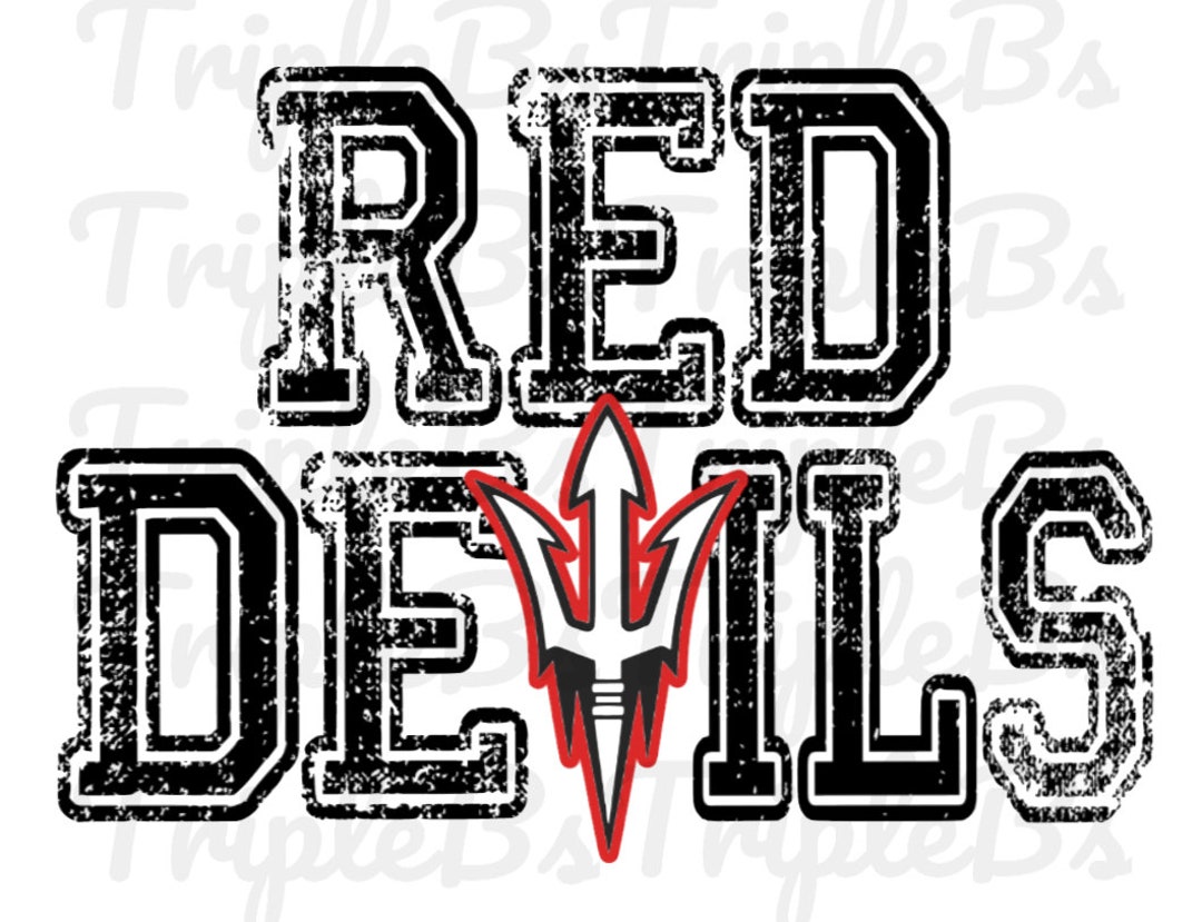 Red Devils Mascot PNG, Digital Download Distressed Trident/pitchfork ...