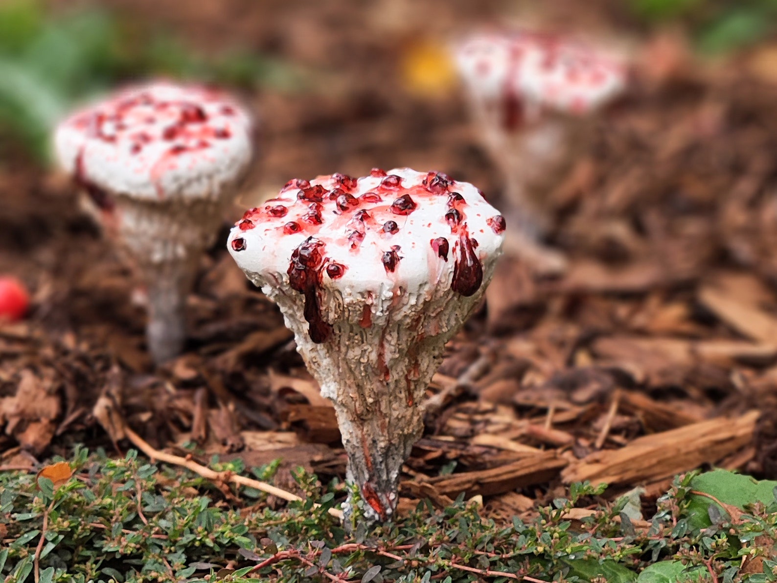 Handmade Bleeding Tooth Mushroom Garden Stake: Polymer Clay Devil's ...
