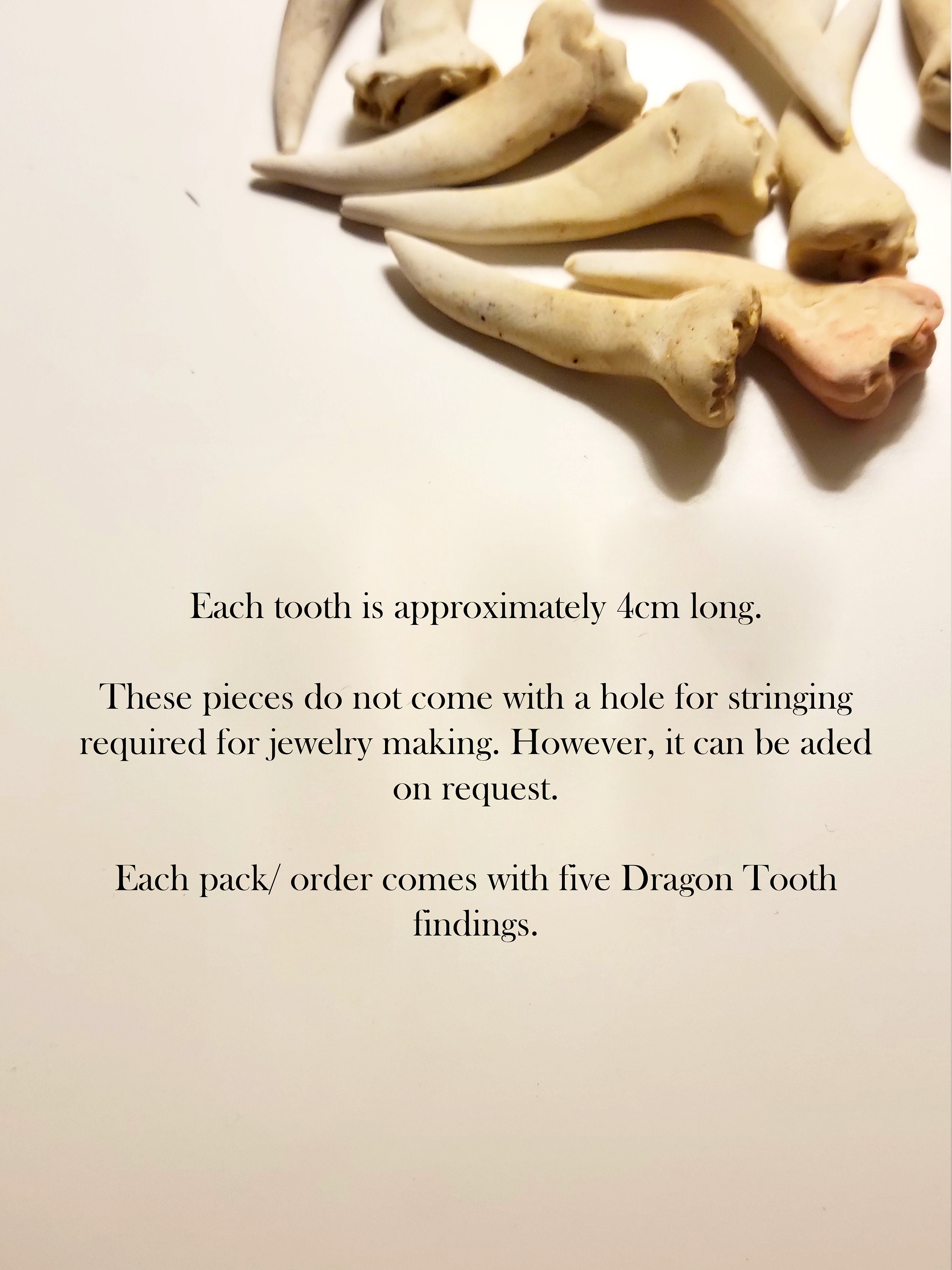 Handmade Polymer Clay Dragon Teeth: Jewelry & Craft Making (set of 5 ...